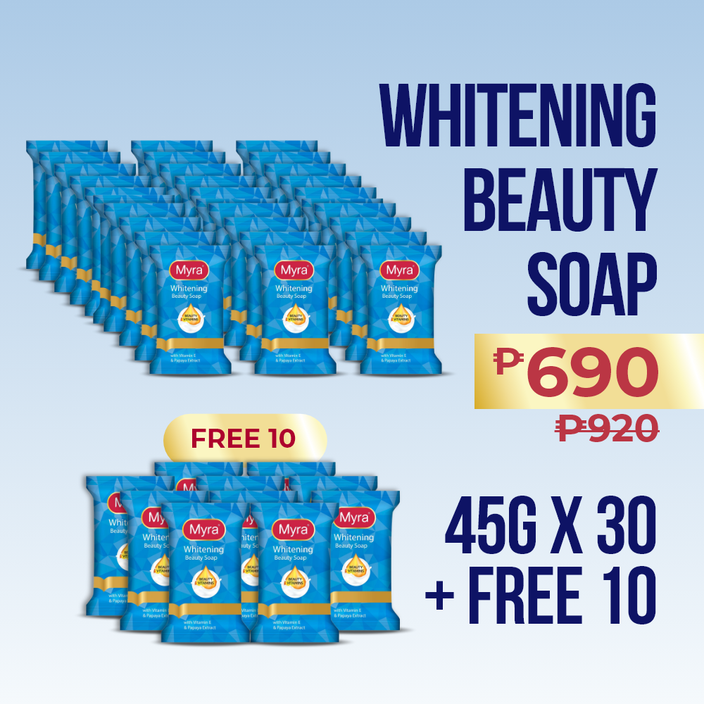 BUY 30 Myra Whitening Beauty Soap 45g GET 10 FREE Myra Whitening Beaut ...