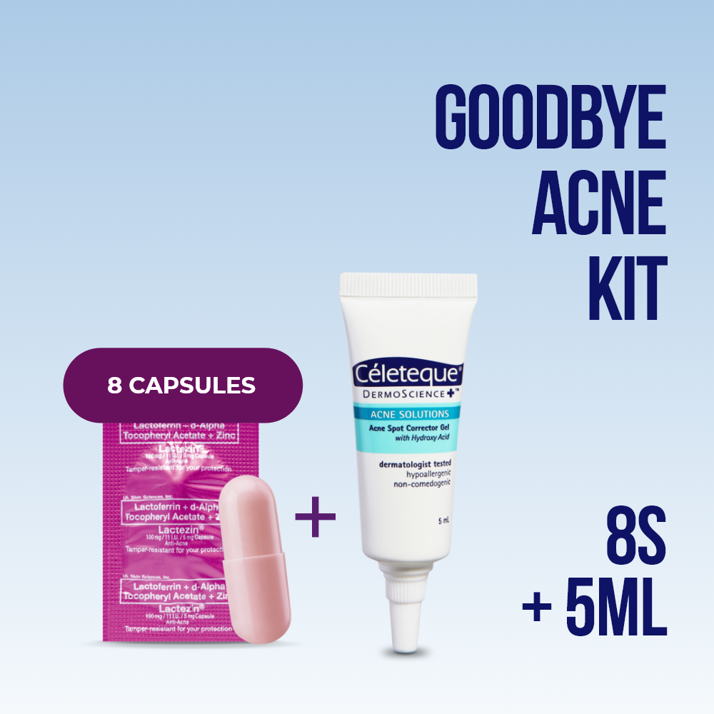Goodbye Acne Kit (Lactezin 100mg Anti-Acne 8 capsules + Celeteque Acne ...