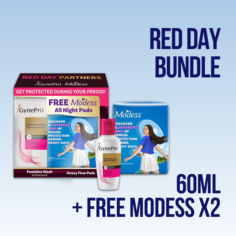 Gynepro Red Day Bundle (Gynepro Feminine Wash 60ml + FREE Modess 2pcs ...