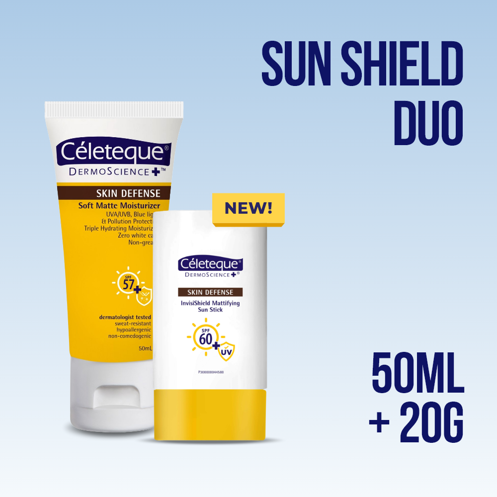 Celeteque Sun Shield Duo (Skin Defense Soft Matte Moisturizer SPF57 UV ...