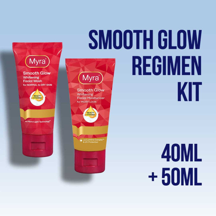 Myra Smooth Glow Whitening Facial Wash 50mL + Facial Moisturizer 40mL ...